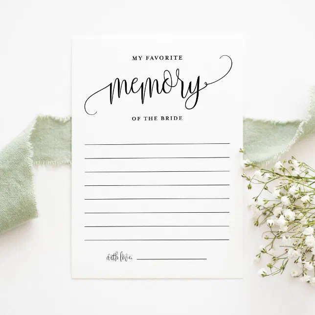 Black My Favorite Memory of the Bride Card | Zazzle