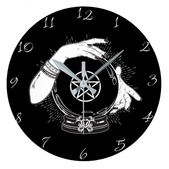 Black Mystic Fortune Teller Mystical Crystal Ball Large Clock | Zazzle.com