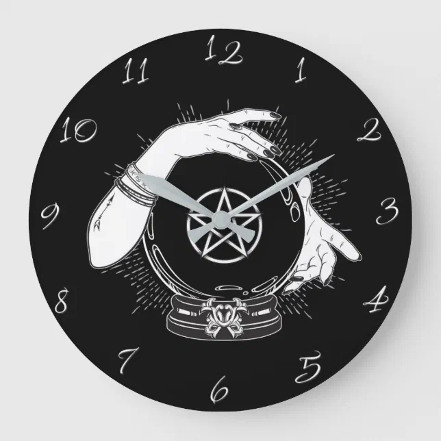 Black Mystic Fortune Teller Mystical Crystal Ball Large Clock | Zazzle