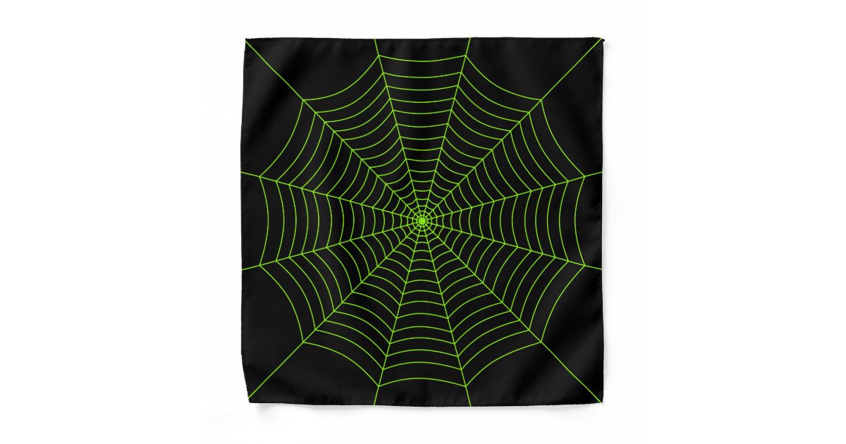 Black neon green spider web Halloween pattern Bandana | Zazzle