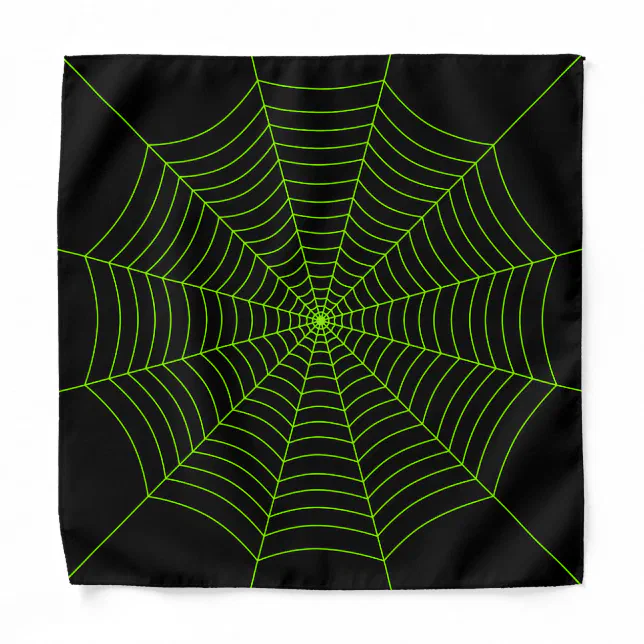 Black neon green spider web Halloween pattern Bandana | Zazzle