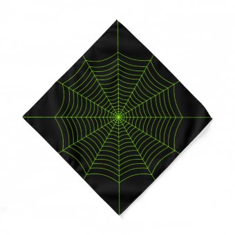 Black neon green spider web Halloween pattern Bandana | Zazzle