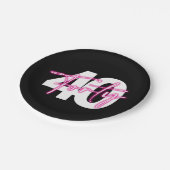 Black Neon Pink Forty 40th Birthday Paper Plates | Zazzle