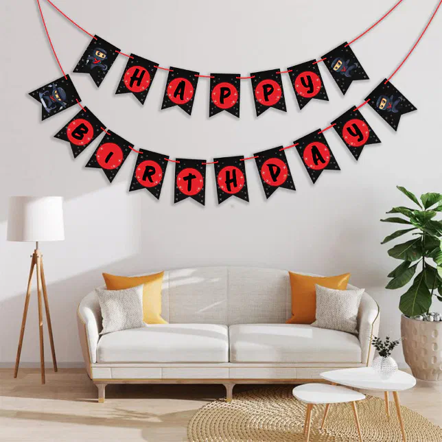 Black Ninja Birthday Party bunting banner | Zazzle