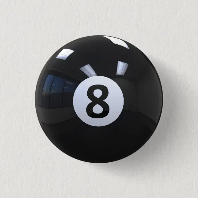 Black No. 8 Billiard Pool Ball Button | Zazzle
