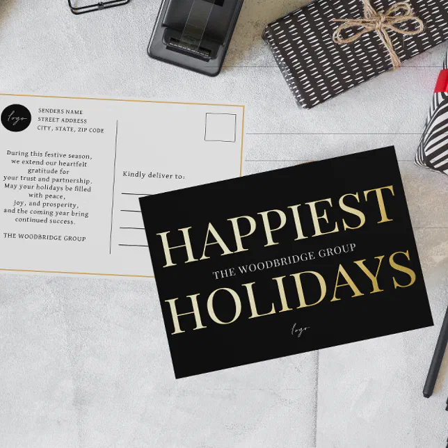 BLACK Non-Photo Business Corporate LOGO HOLIDAY | Zazzle