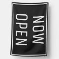 BLACK NOW OPEN SIGN FLAG | Zazzle