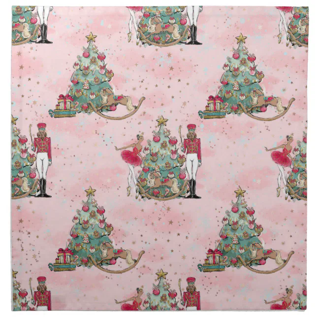 Black Nutcracker Ballet Dancer Christmas Pink Cloth Napkin | Zazzle
