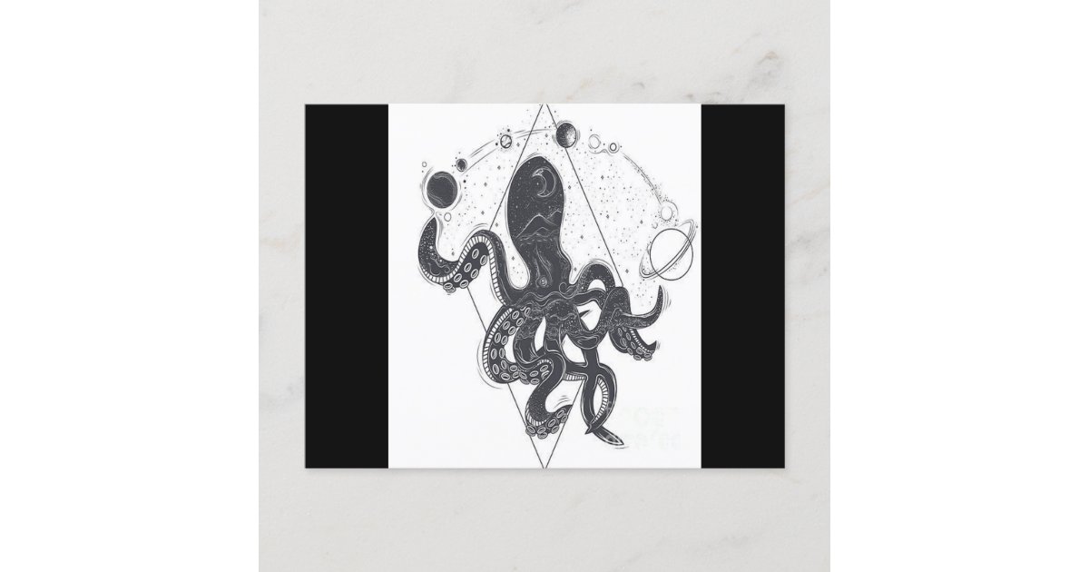 Black Octopus Juggling Universe Postcard | Zazzle