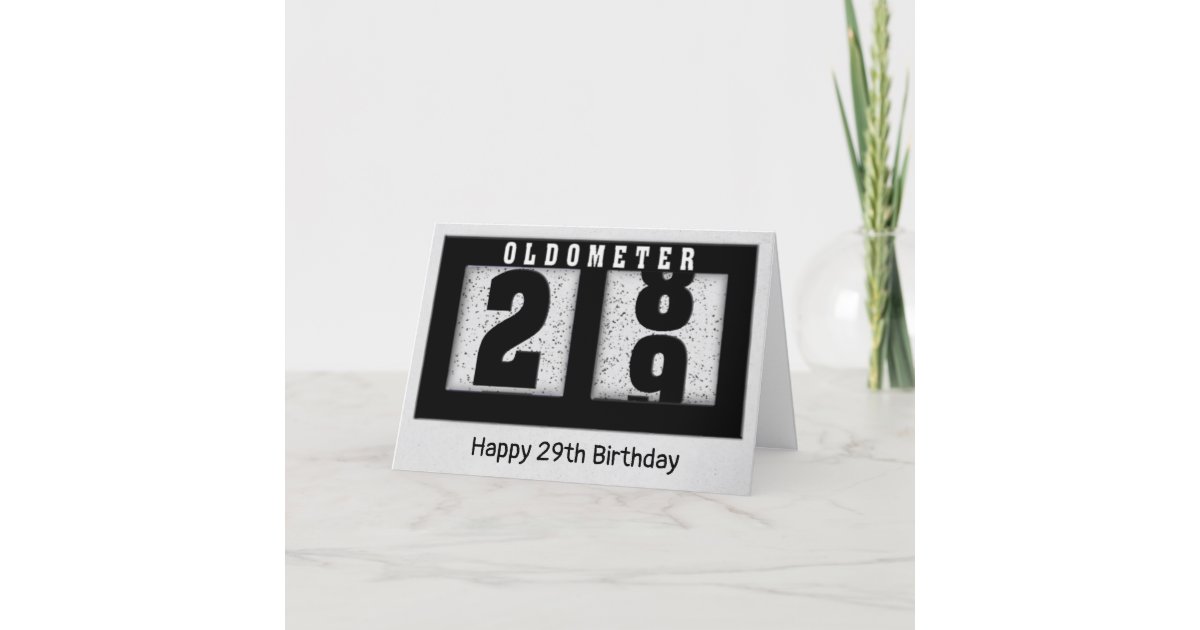 Black Odometer for 29th Birthday Card | Zazzle