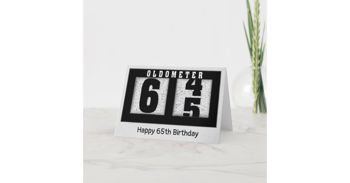 Black Odometer for 65th Birthday Card | Zazzle