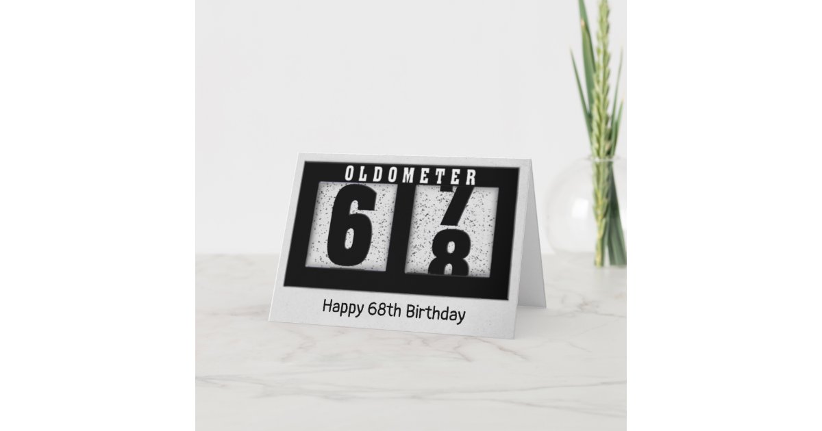 Black Odometer for 68th Birthday Card | Zazzle