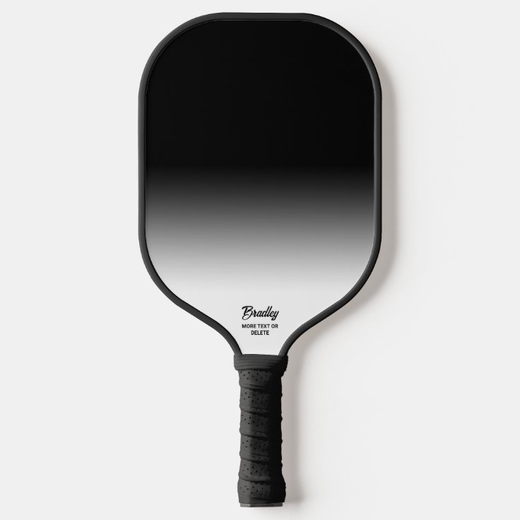 Black Ombre Gradient Custom Text Name Cool Pickleball Paddle | Zazzle