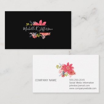 Black on Black Flowers Business Card | Zazzle