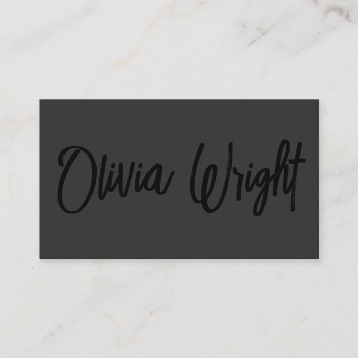 Black on Black Handwritten Script Font Business Card | Zazzle