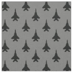 Gray F-35 Lightning 2 Fighter Jet Pattern on Black Fabric | Zazzle