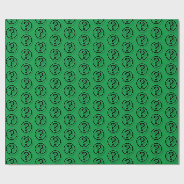Black On Green Question Marks Pattern Wrapping Paper | Zazzle