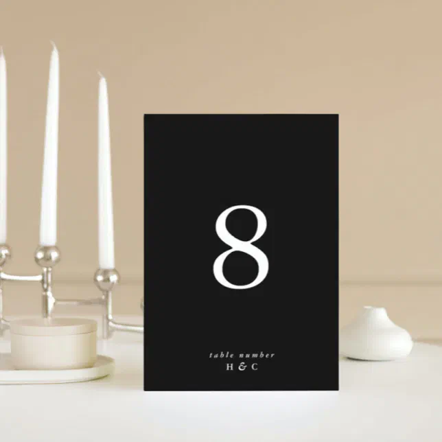 Black on White Simple Plain Modern Premium Elegant Table Number | Zazzle