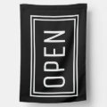 BLACK OPEN SIGN FLAG | Zazzle