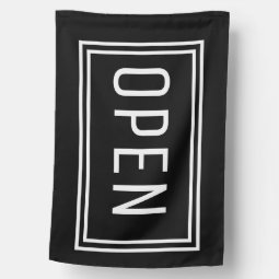 BLACK OPEN SIGN FLAG | Zazzle