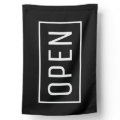 BLACK OPEN SIGN FLAG | Zazzle