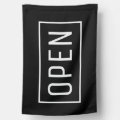 BLACK OPEN SIGN FLAG | Zazzle