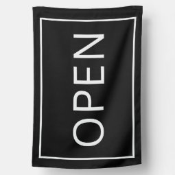 Black Open Sign Modern Minimal Small Business Flag | Zazzle