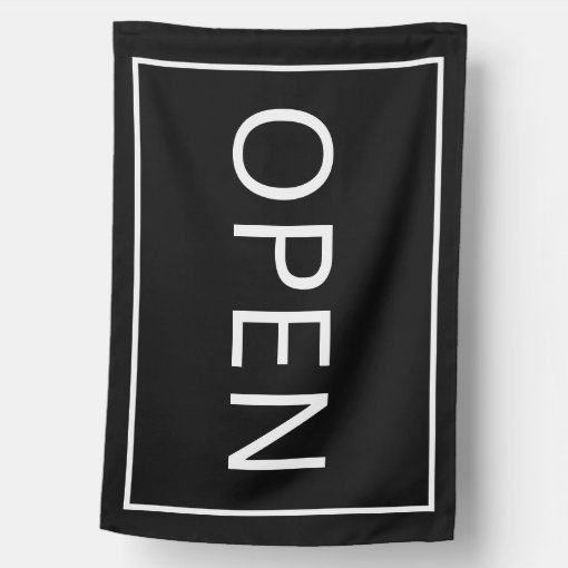 Black Open Sign Modern Minimal Small Business Flag | Zazzle
