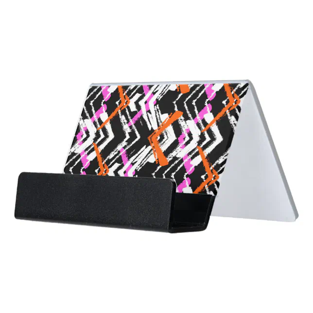Black, Orange, And Pink Hand Drawn Arrow Pattern Desk Business Card ...