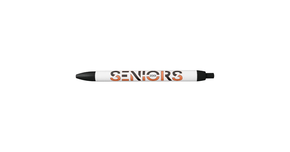 Black & Orange Two-Color Seniors Sliced Letters Black Ink Pen | Zazzle