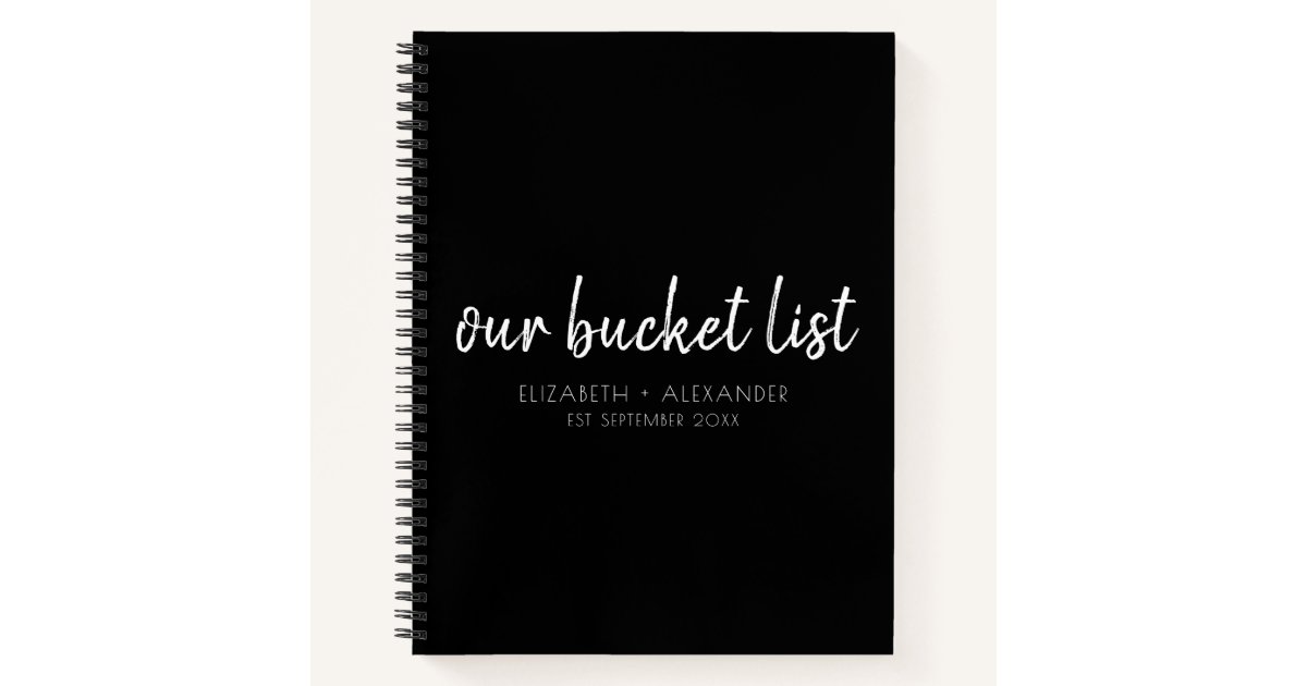 Black Our Bucket List Couples Keepsake Journal | Zazzle
