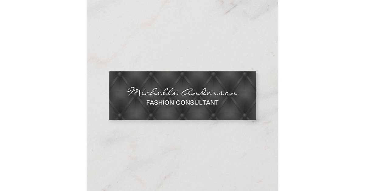 Black Padding | Upholstered Background Mini Business Card | Zazzle