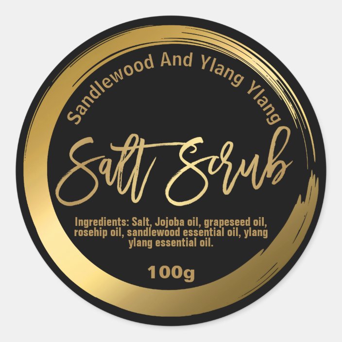Black Painted Gold Salt Scrub Labels | Zazzle.com