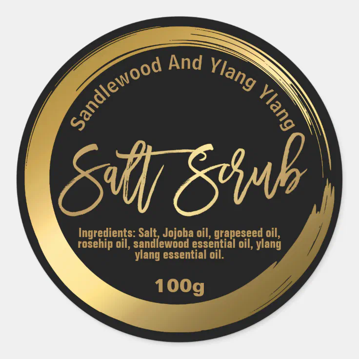 Black Painted Gold Salt Scrub Labels | Zazzle