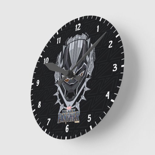 Black Panther | Black Panther Head Emblem Round Clock | Zazzle