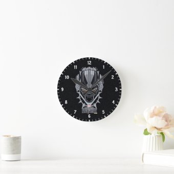 Black Panther | Black Panther Head Emblem Round Clock | Zazzle