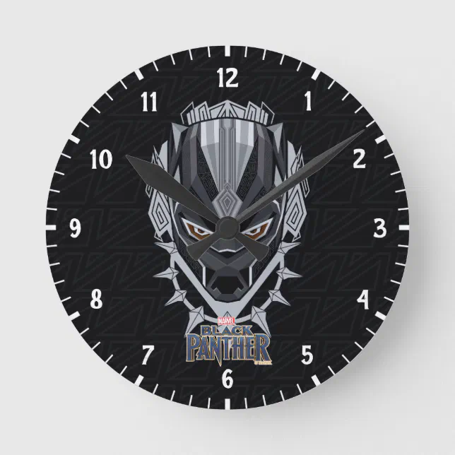 Black Panther | Black Panther Head Emblem Round Clock | Zazzle
