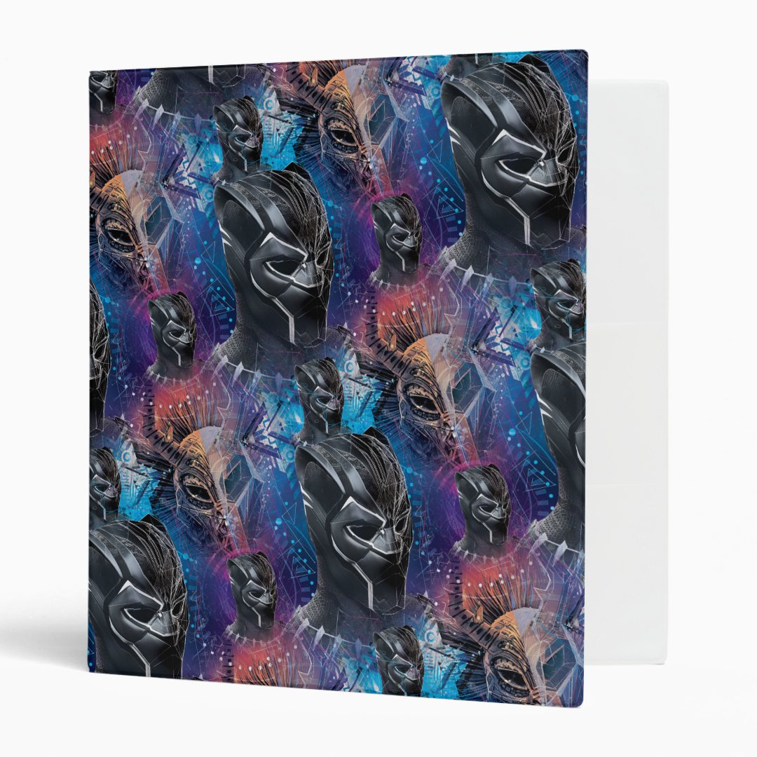 Black Panther | Black Panther & Mask Pattern 3 Ring Binder | Zazzle