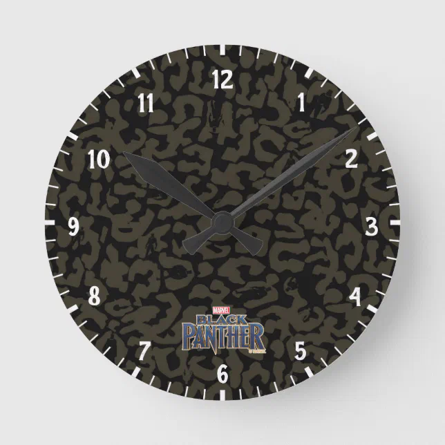 Black Panther | Erik Killmonger Panther Pattern Round Clock | Zazzle