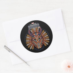 Black Panther | Erik Killmonger Tribal Mask Icon Classic Round Sticker ...