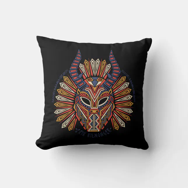 Black Panther | Erik Killmonger Tribal Mask Icon Throw Pillow | Zazzle