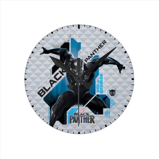 Black Panther | High-Tech Character Graphic Round Clock | Zazzle.com