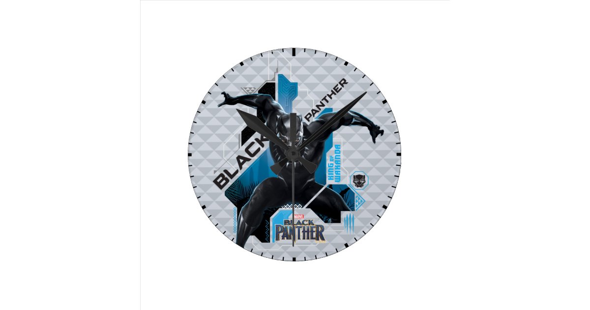 Black Panther | High-Tech Character Graphic Round Clock | Zazzle.com