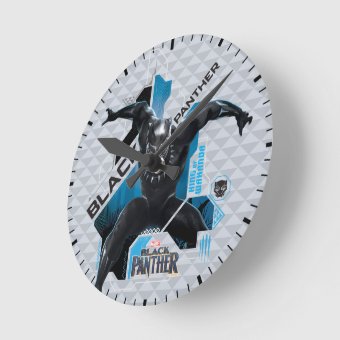 Black Panther | High-Tech Character Graphic Round Clock | Zazzle