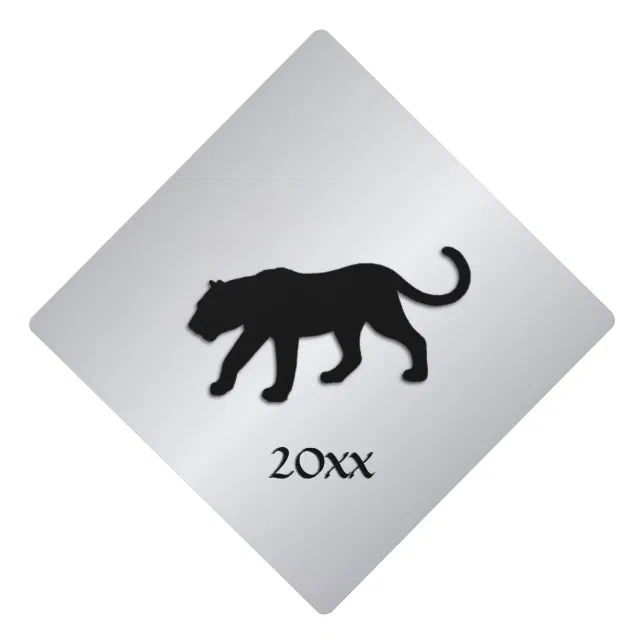 Black Panther on Silver Graduation Cap Topper | Zazzle