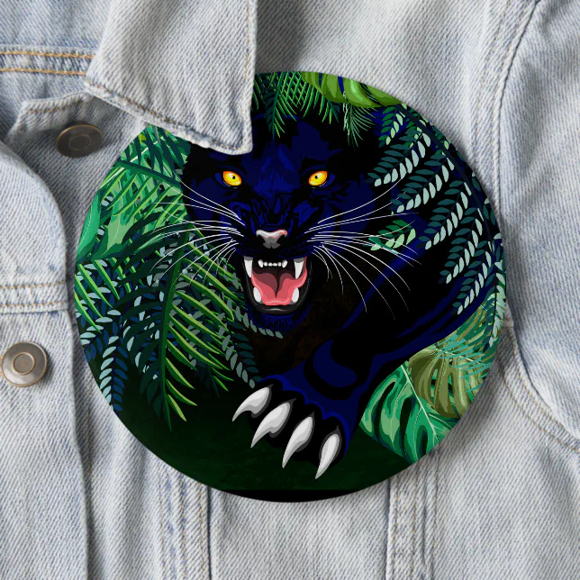 Black Panther Spirit of the Jungle Button | Zazzle