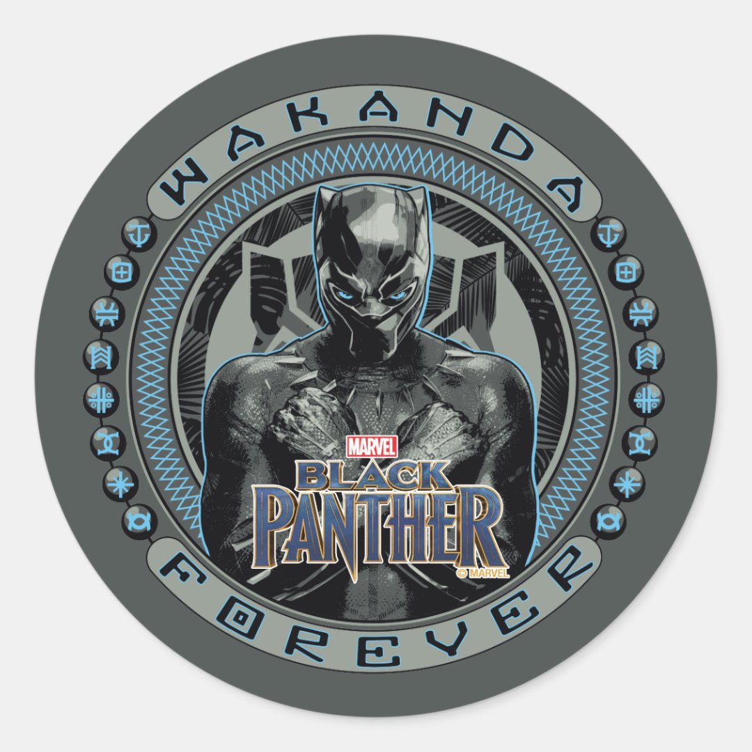 Black Panther | Wakanda Forever Badge Classic Round Sticker | Zazzle