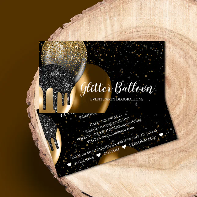 Black Party Decoration Event Plan Birthday Balloon Business Card | Zazzle