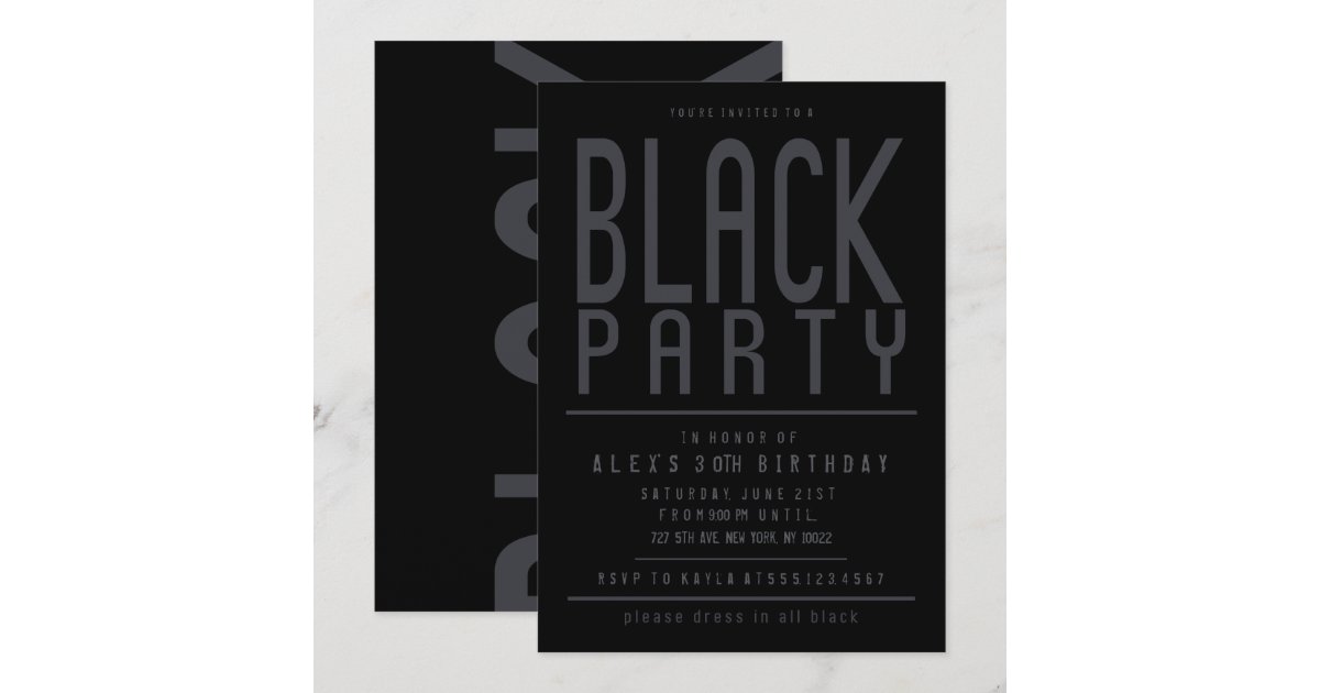 Black Party Invitations | Zazzle
