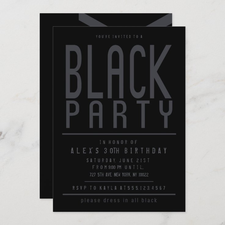 Black Party Invitations | Zazzle